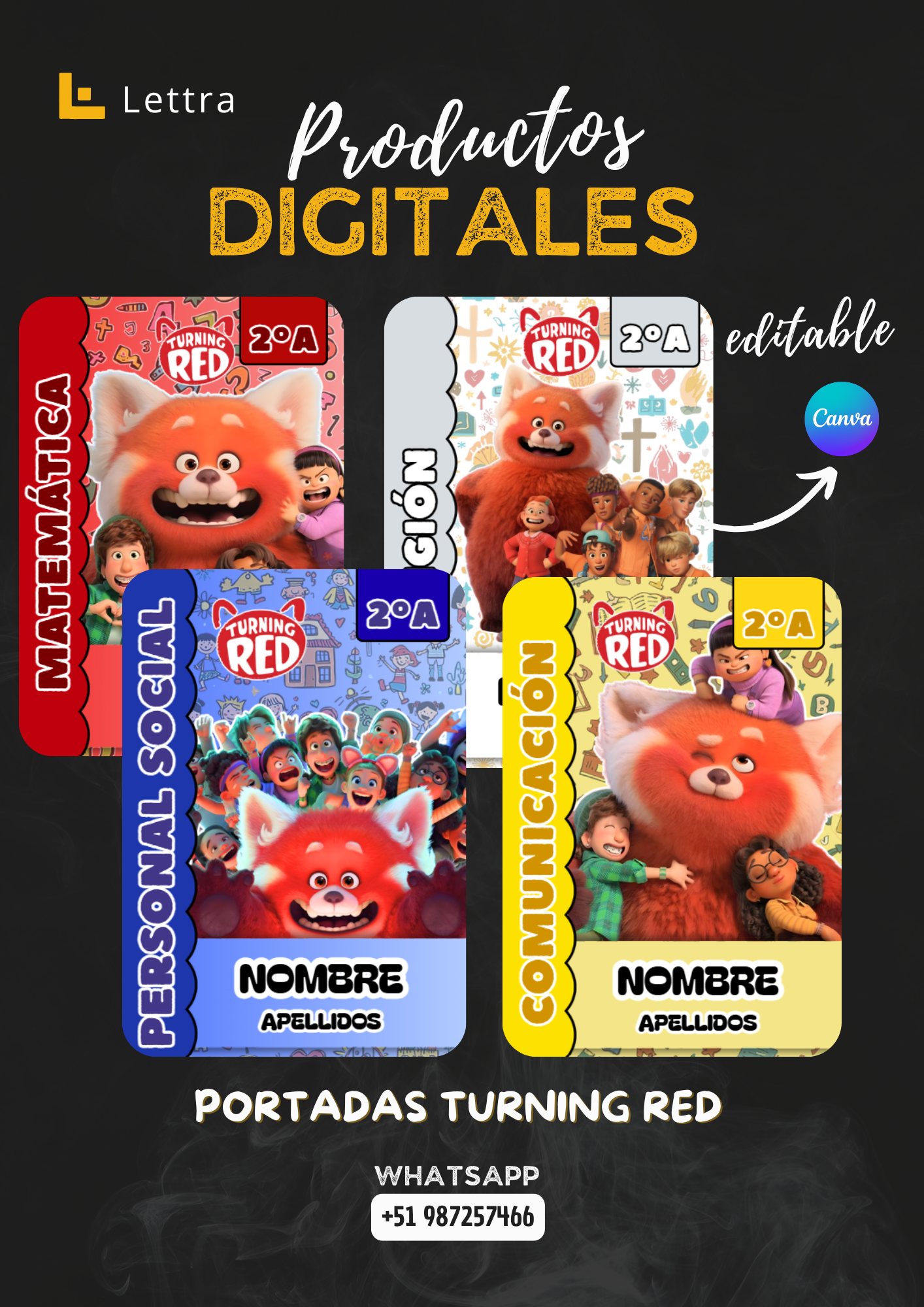 PORTADAS DE CUADERNOS A4 - TURNING RED - Lettra | Hotmart