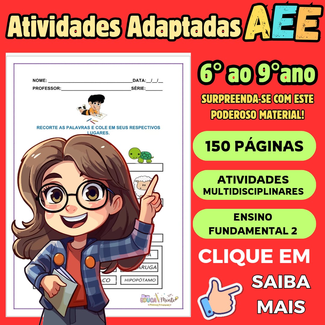 Atividades Adaptadas Multidisciplinares AEE 6° ao 9° ano - EDUCA M...