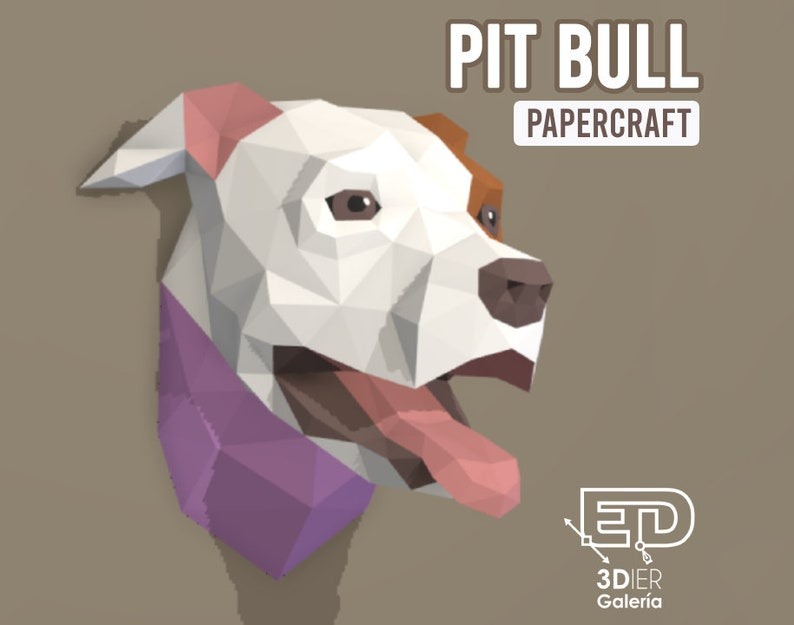 Perro Pitbull Plantillas PDF Papercraft, Pit Bull, Arte de papel y ...