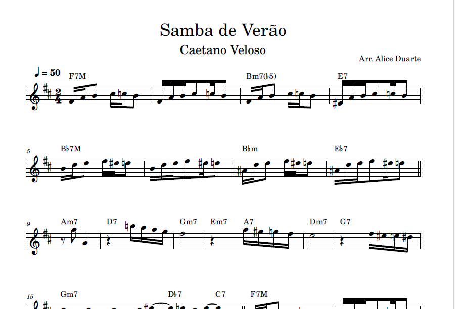 Sozinho (Caetano Veloso) - Partitura para instrumentos em Mi Bemol ...