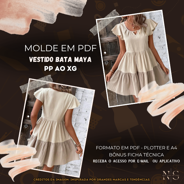 NS Molde em PDF - Vestido Bata Maya ID 4255019 - NS Moldes | Hotmart