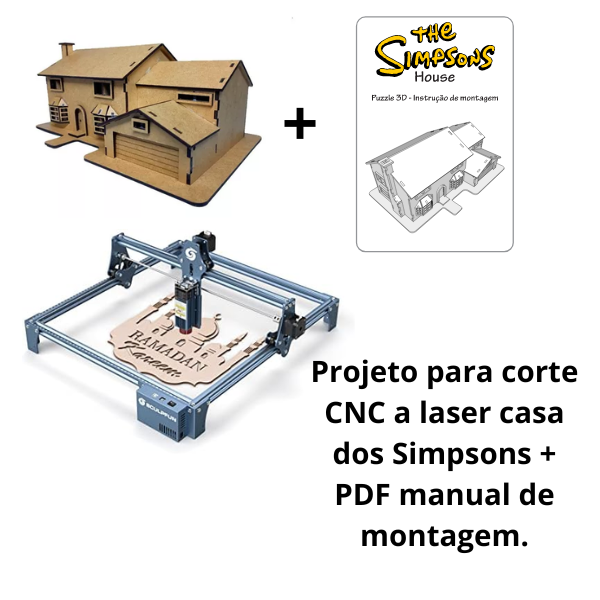 Projeto Casa Dos Simpsons MDF 3mm Para CNC a laser mais manual de m...
