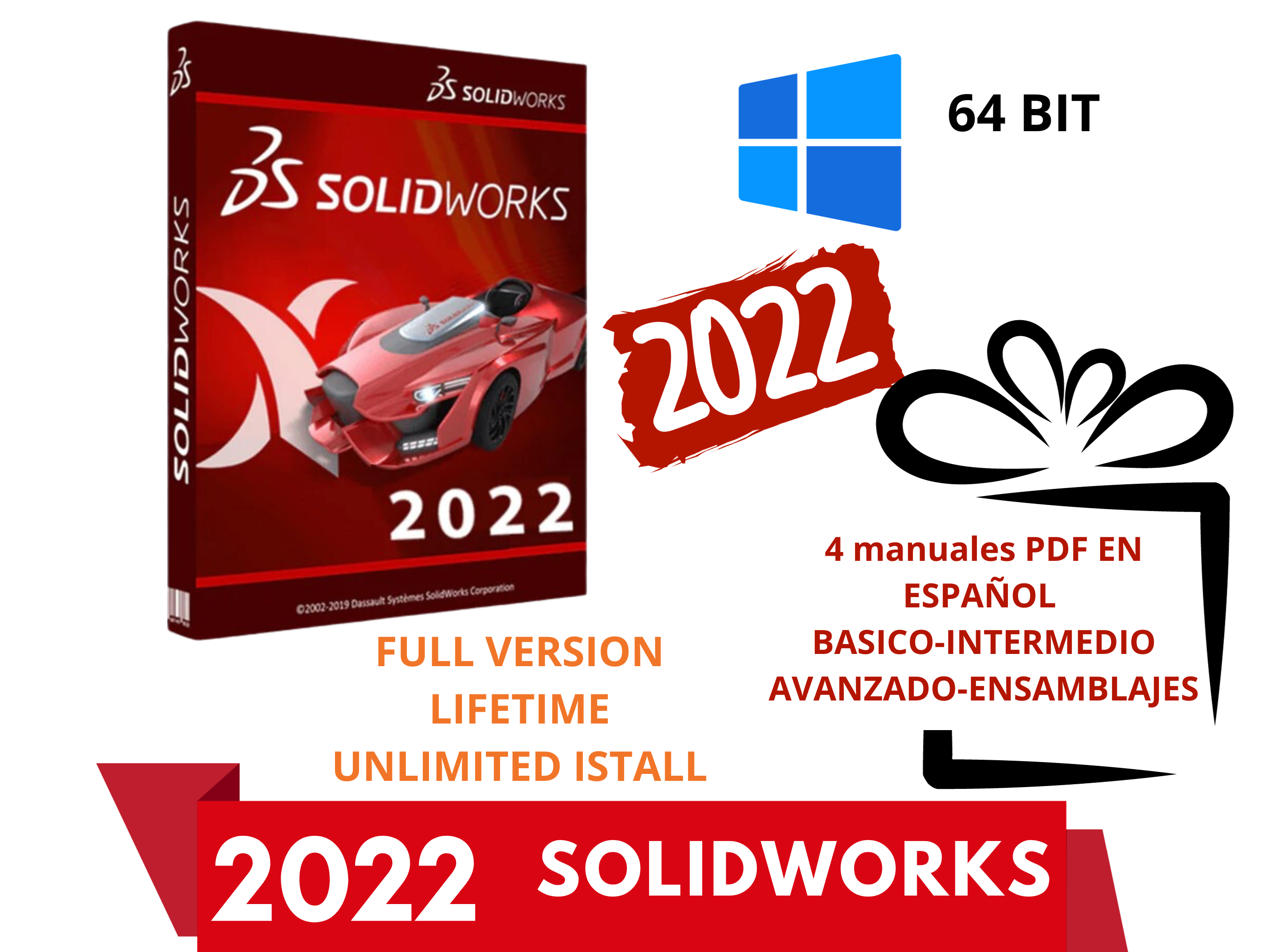 Solidworks 2022 Premium de por vida + Curso completo de manuales pa...