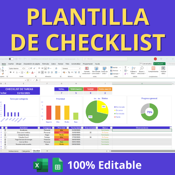 Plantilla de Checklist - Excel Easy | Hotmart