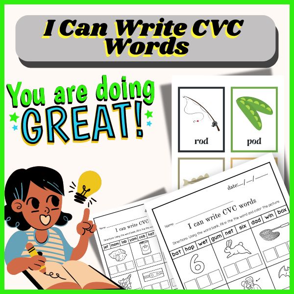 I Can Write CVC Words" Worksheets & Posters Pack | Early Litera...