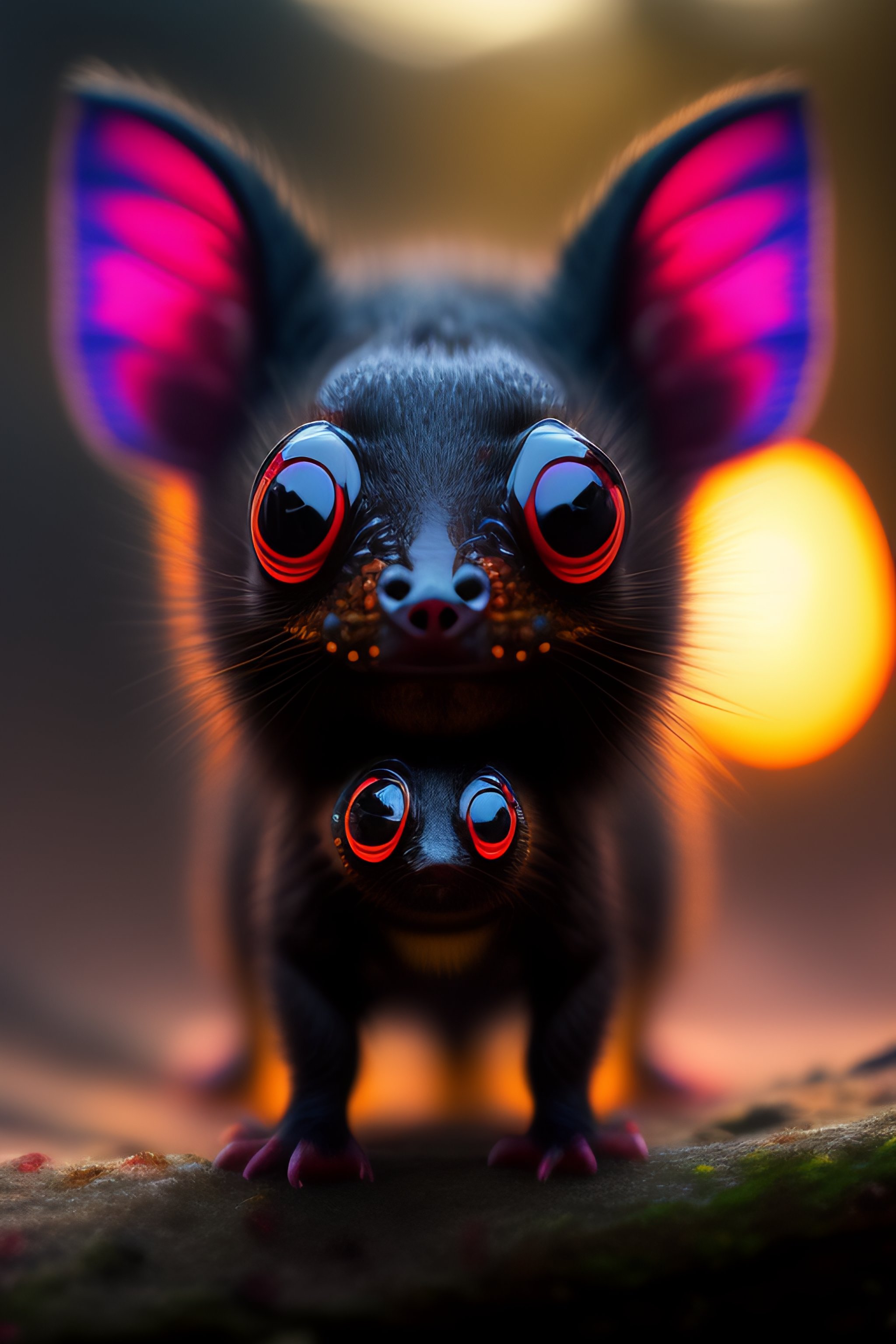 A small deadly uncanny ugly creature covered in several eyes all ar...