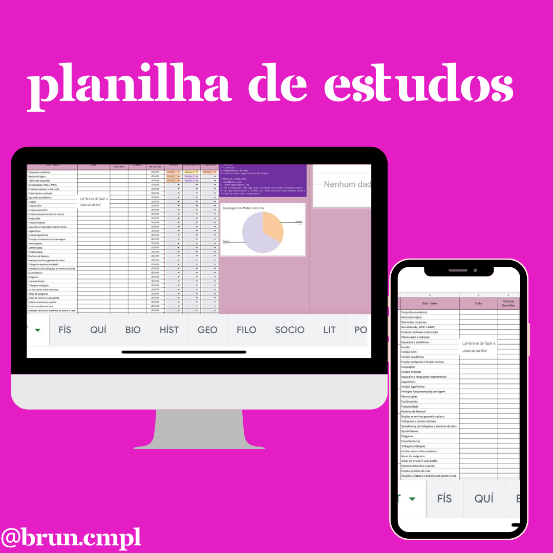 PLANILHA DE ESTUDOS - bruna Campelo | Hotmart