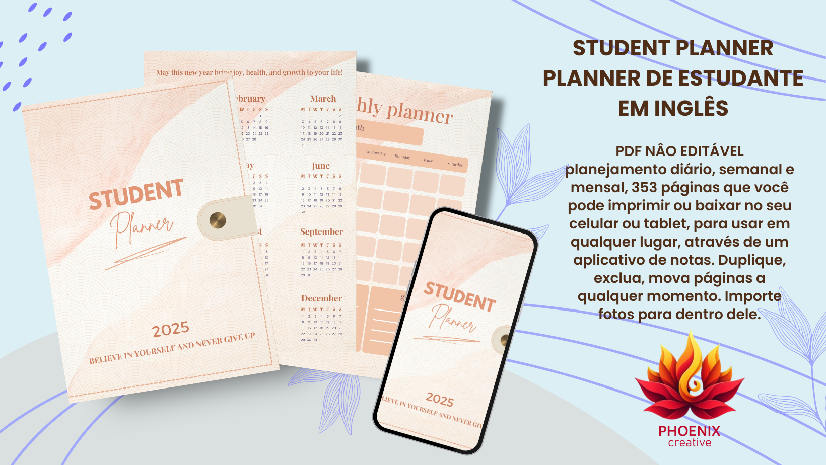 Student Planner 2025 Rose Version (Planner de Estudante 2025 Versão...