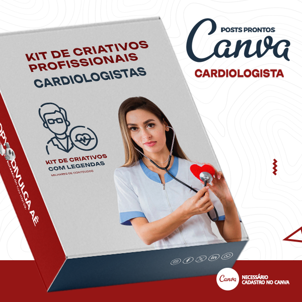 Kit de Social Media – Posts Prontos para Cardiologista no Canva com...