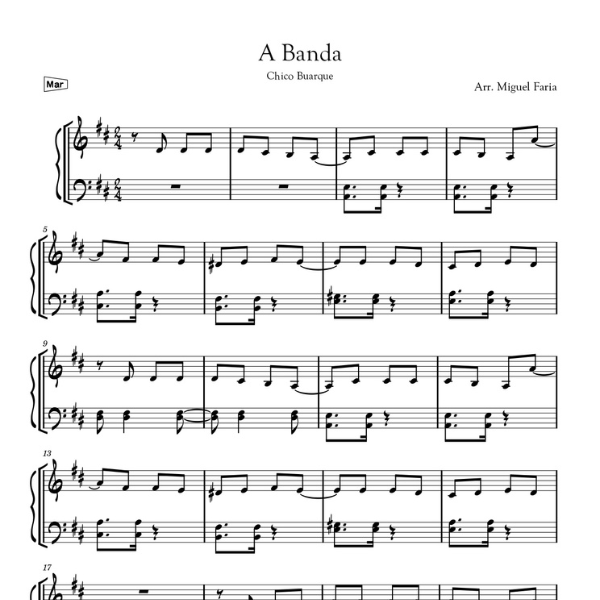 PARTITURA A Banda (Chico Buarque) - Arr. Marimba - Miguel Faria - M...