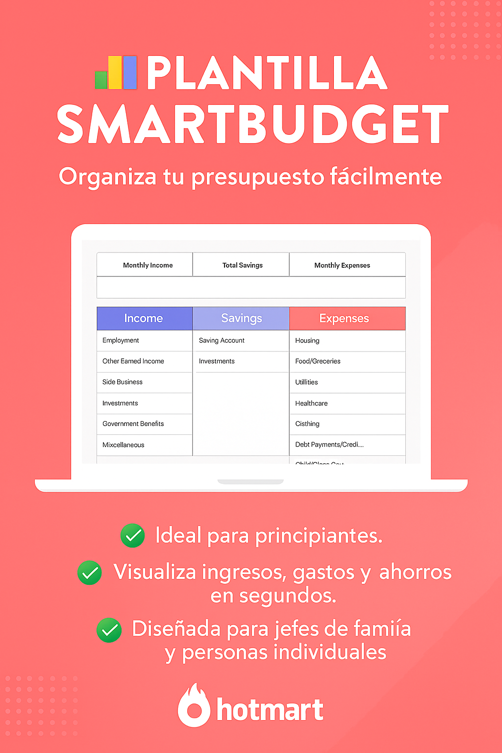 Plantilla SmartBudget – Organiza tu Presupuesto Fácilmente | Hotmart
