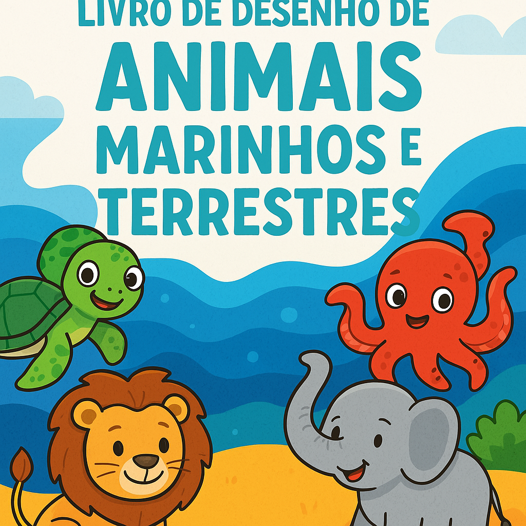 livro de desenho de animais terrestres e marinhos - Lía Chiong Febl...
