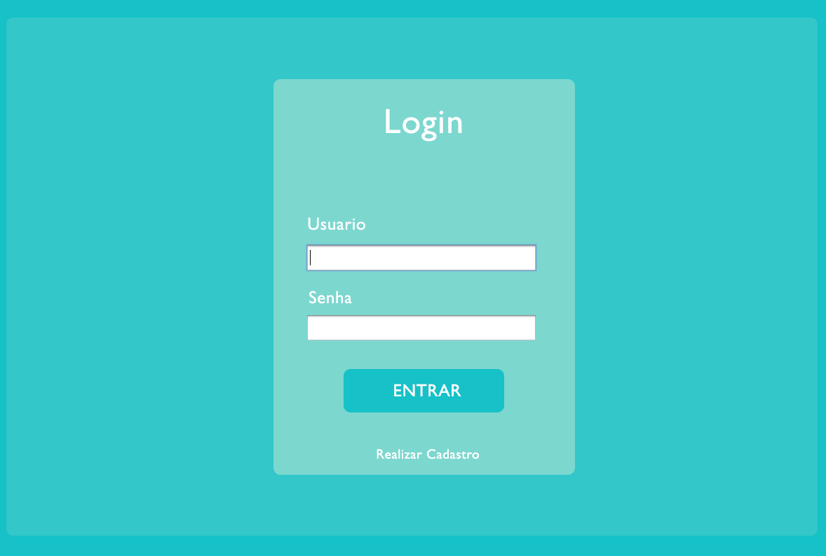 Tela de Login e Cadastro