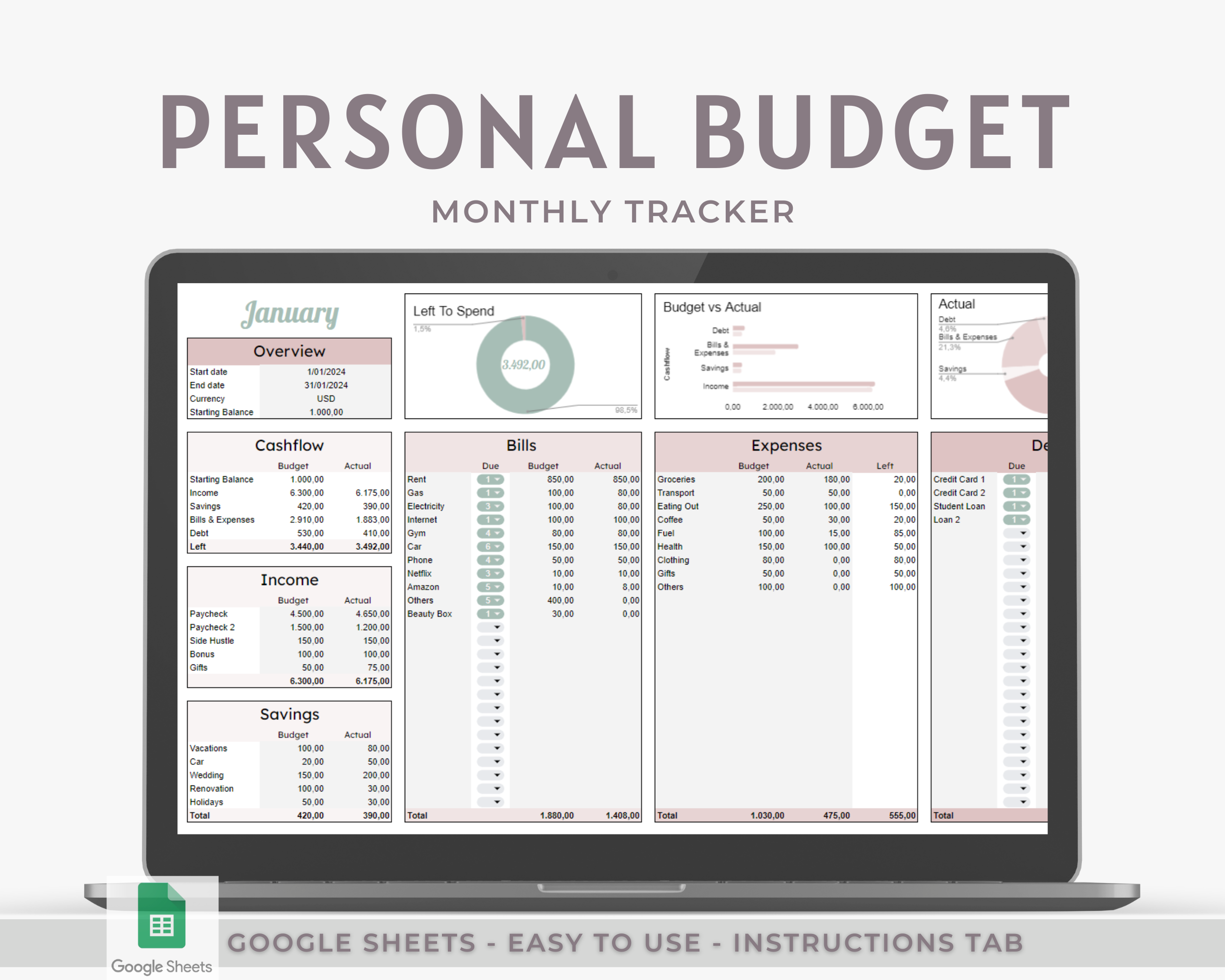 Personal Finance - Budget weekly/monthly/yearly tracker