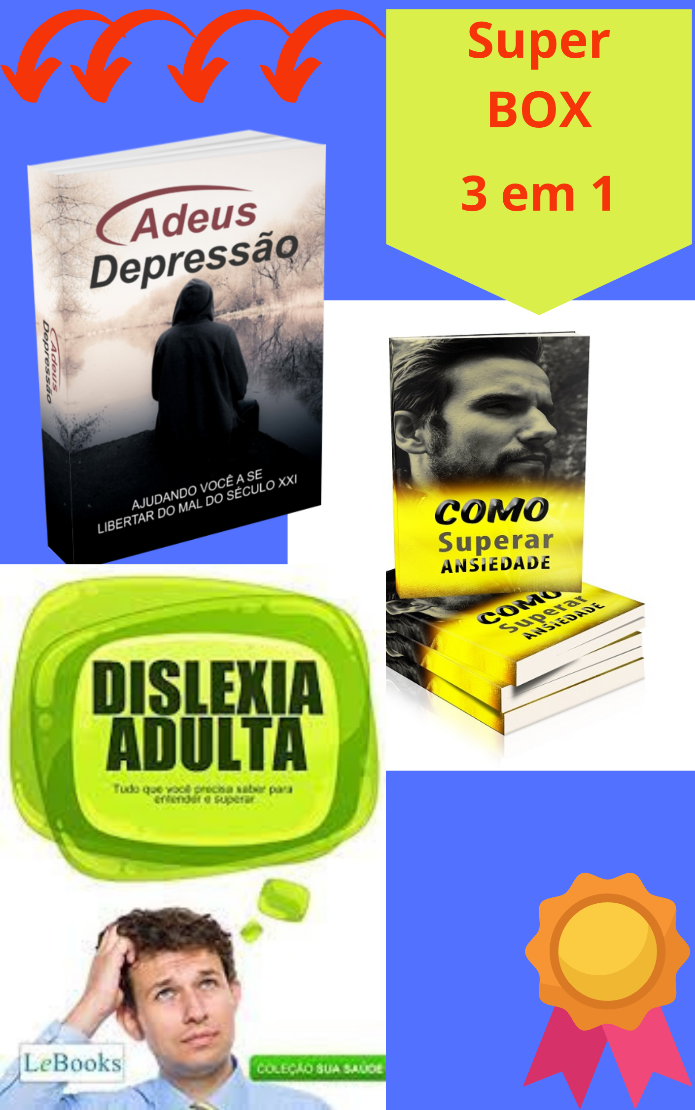 Super Box 3 em 1 acabe de uma vez com a depressão e a ansiedade