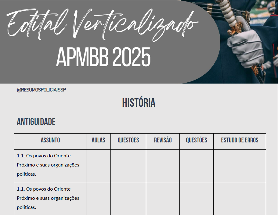 EDITAL VERTICALIZADO - APMBB 2025 - Resumos Policiais SP | Hotmart