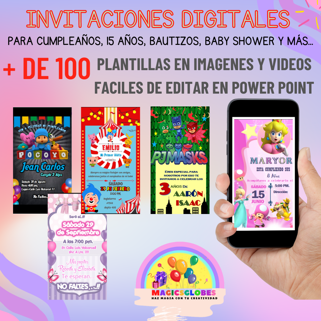 SUPER PACK EDITABLE DE TARJETAS DE INVITACIONES PARA FIESTAS Y EVEN...