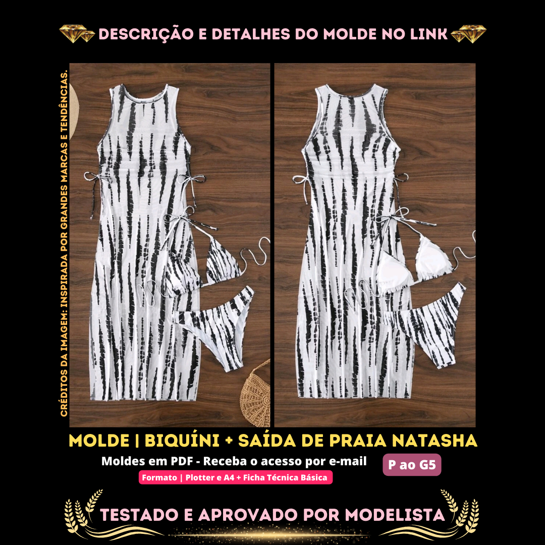 [Molde em PDF] - Biquíni + Saída de Praia Natasha.ID 3412287 - Emp...