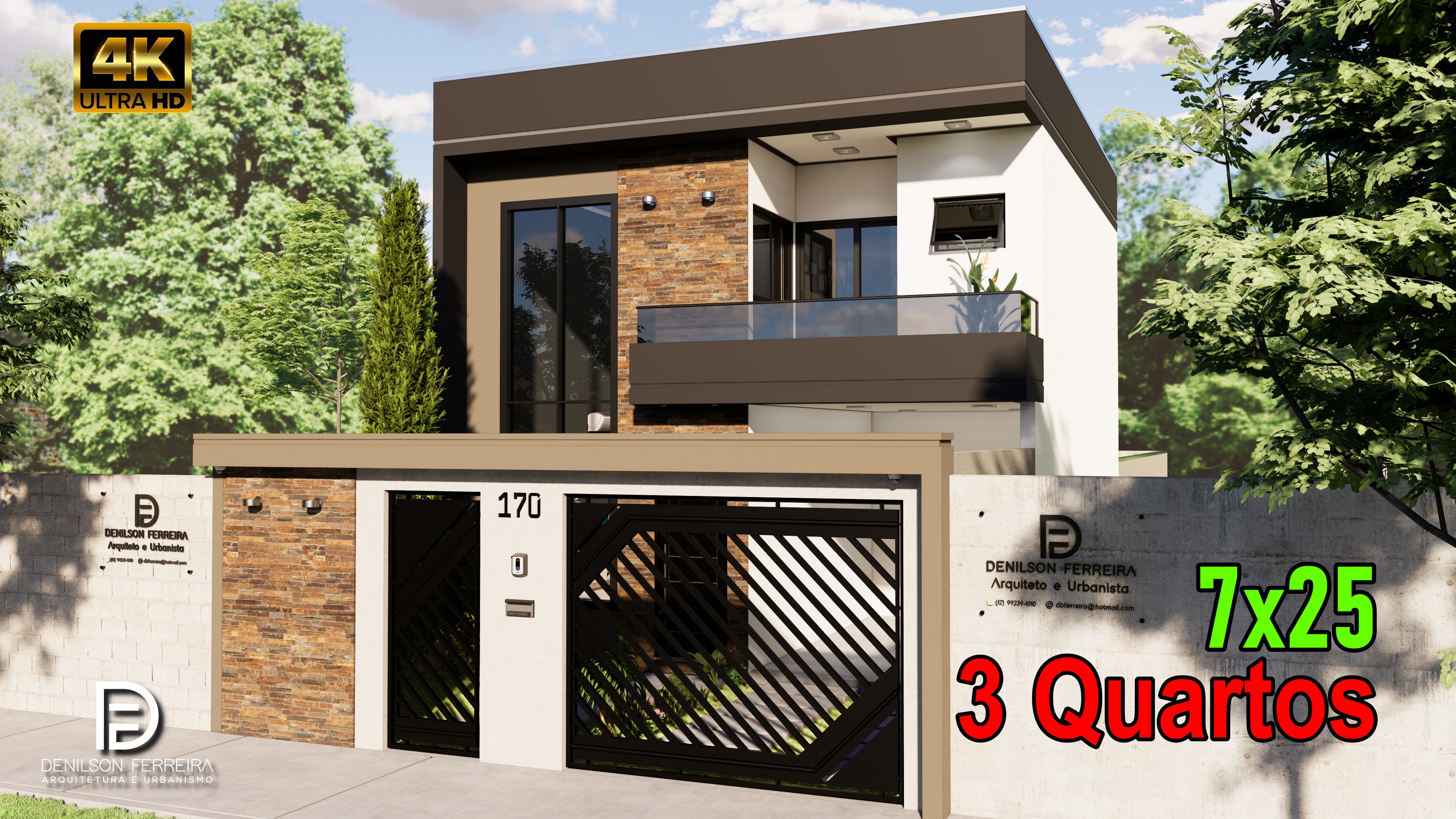 🏡 Projeto Incrível de Sobrado com 3 Quartos | Terreno 7x25 - Denil...