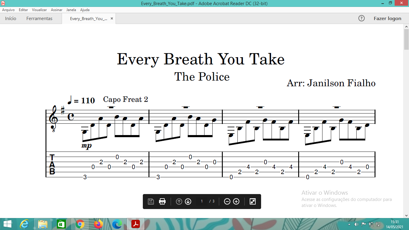 Partitura: Every Breath You Take - The Police (PDF)
