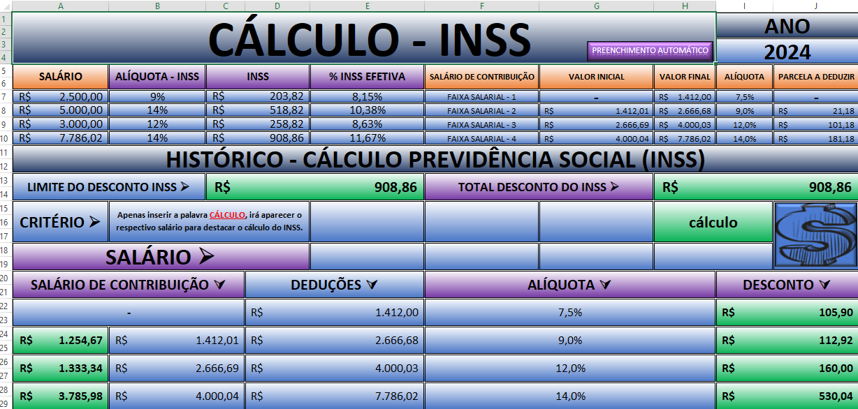 Planilha cálculo INSS - leandro elias rosa | Hotmart