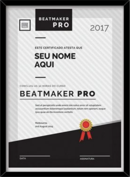 Certificado Emoldurado - ACADEMIA DE BEATS | Hotmart