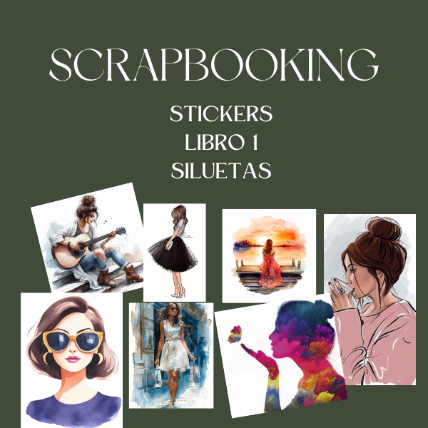 Libro de stickers siluetas scrapbooking imprimibles A4 - Sabrina Ri...