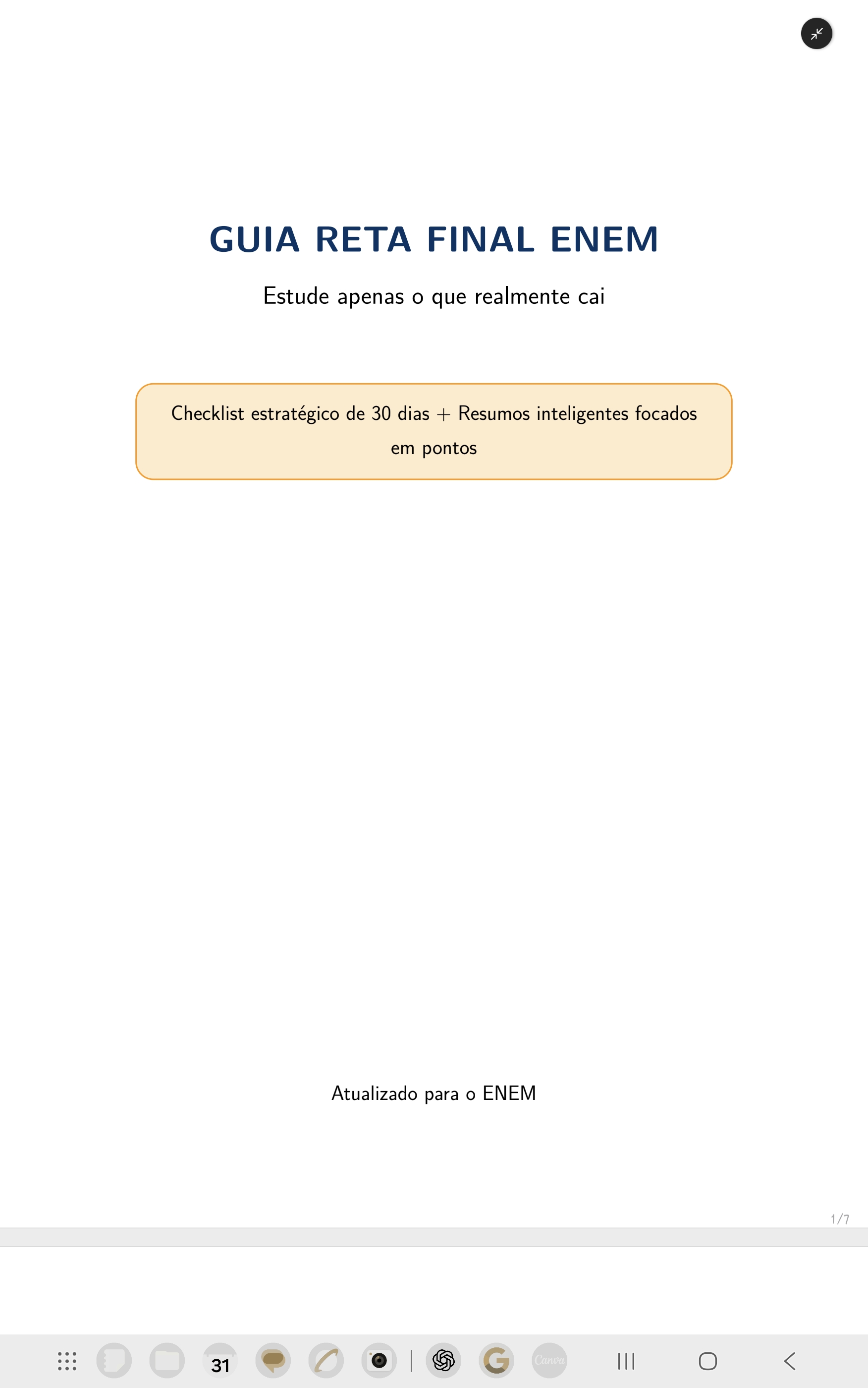 Simulados ENEM PDF + Checklist 30 Dias – Reta Final - Giovanna Fenn...