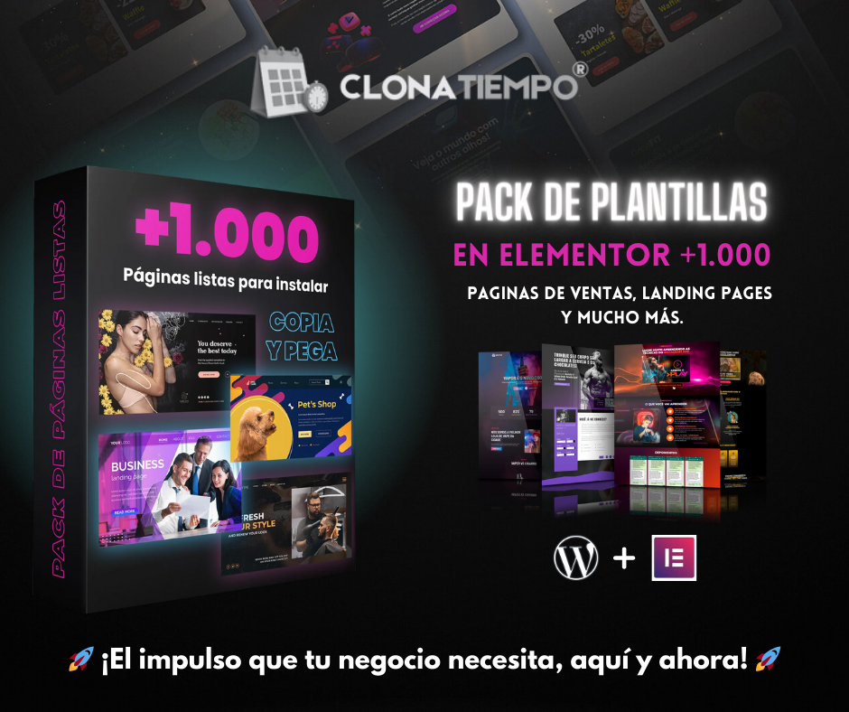 Pack de Plantillas Editables en Elementor +1.000, Páginas de Ventas...