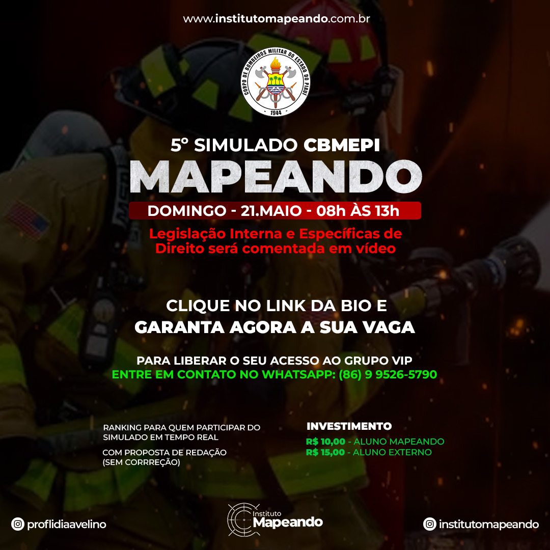 5 ºSIMULADO MAPEANDO- CBMEPI - Instituto Mapeando | Hotmart