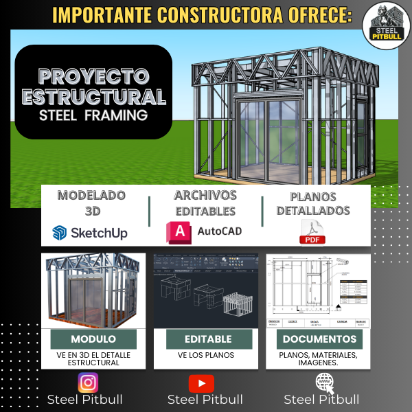 Steel frame: modelo en sketchup y planos detallados - Mrianela Rap...
