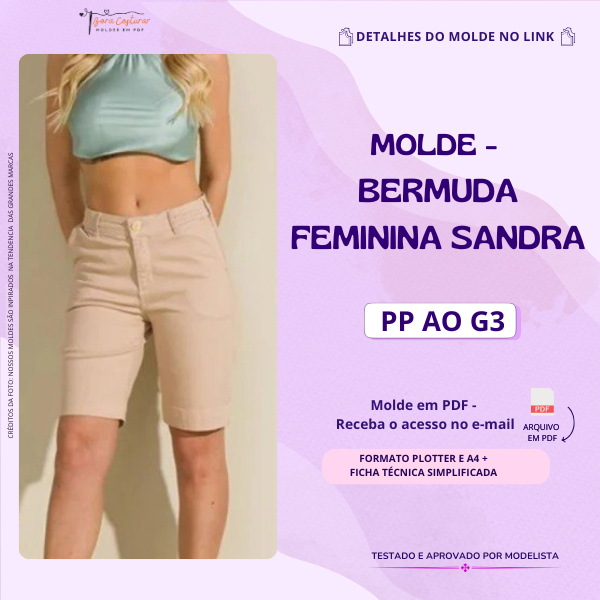 Molde Bermuda Feminina Sandra - Bora costurar | Hotmart