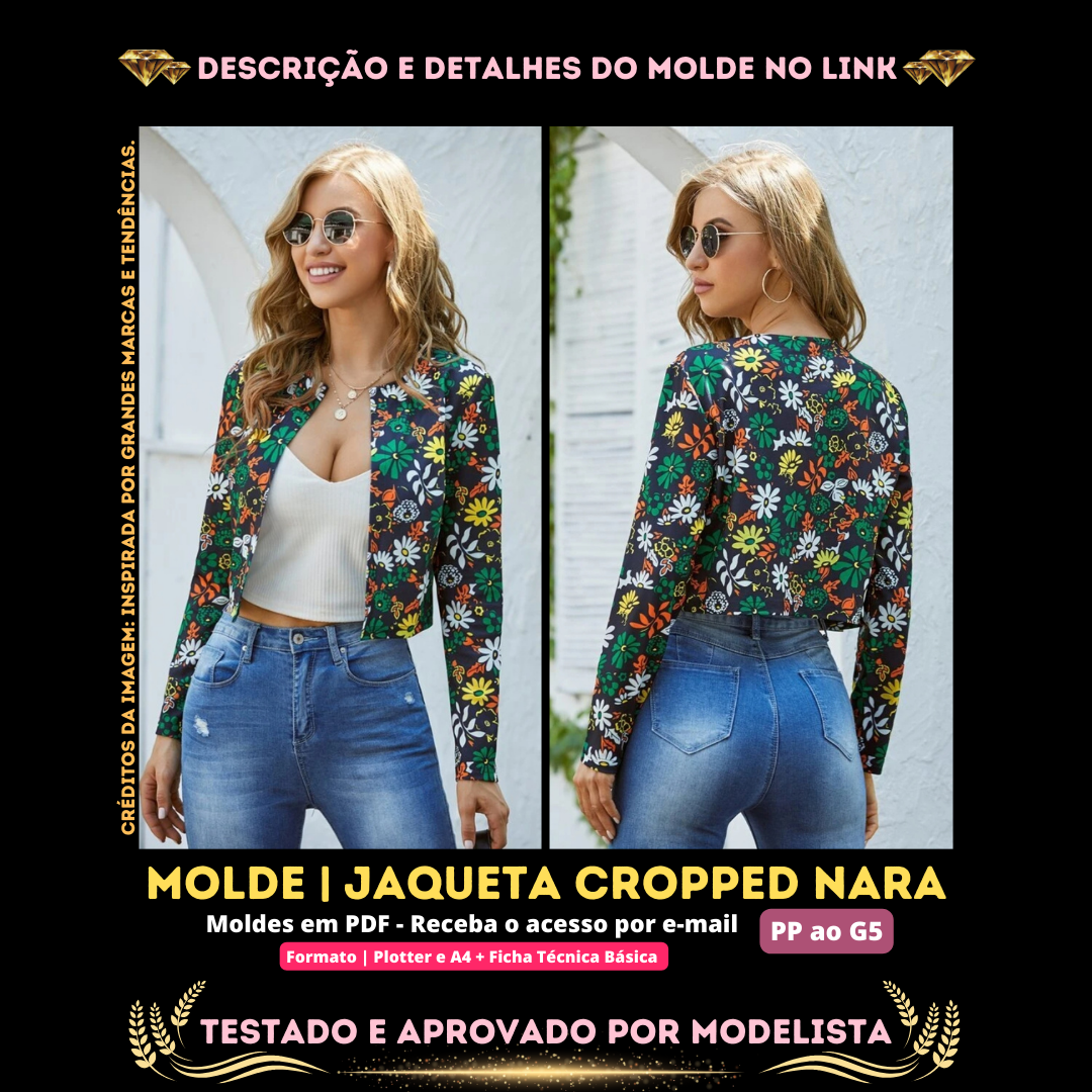 ⭕ [Molde em PDF] - Jaqueta Cropped Nara ID 3932546 - Empreendedor...