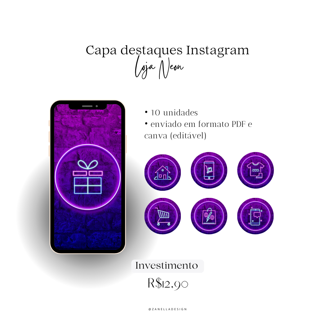 Capa destaque instagram - loja virtual - modelo neon - karen mirand...