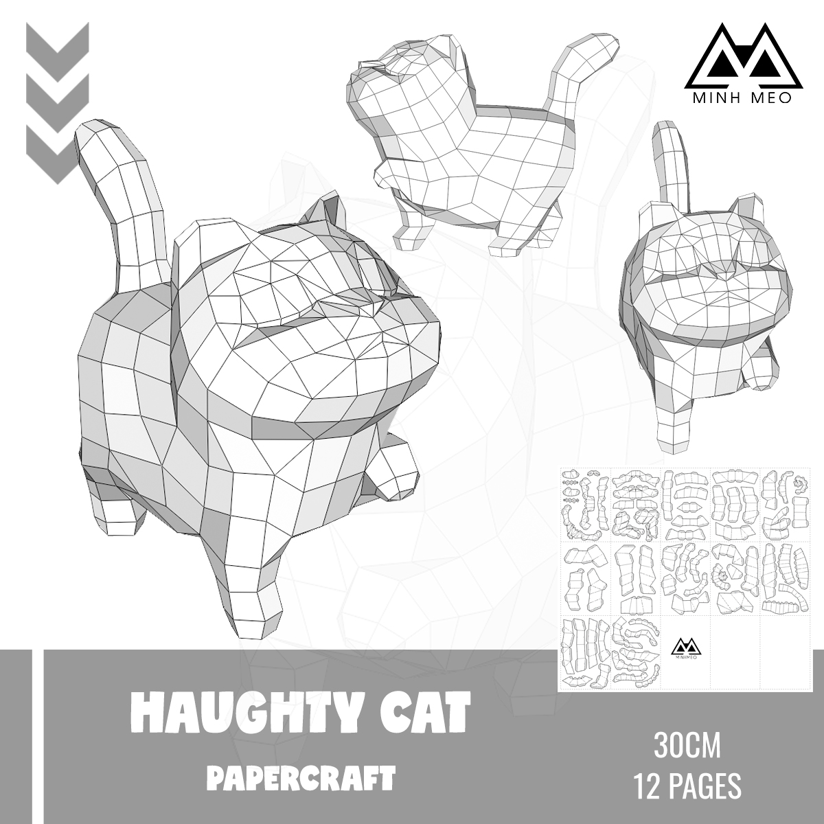 Haughty Cat papercraft 3D, Cat Low Poly, 3D Origami, Kitten Paper ...