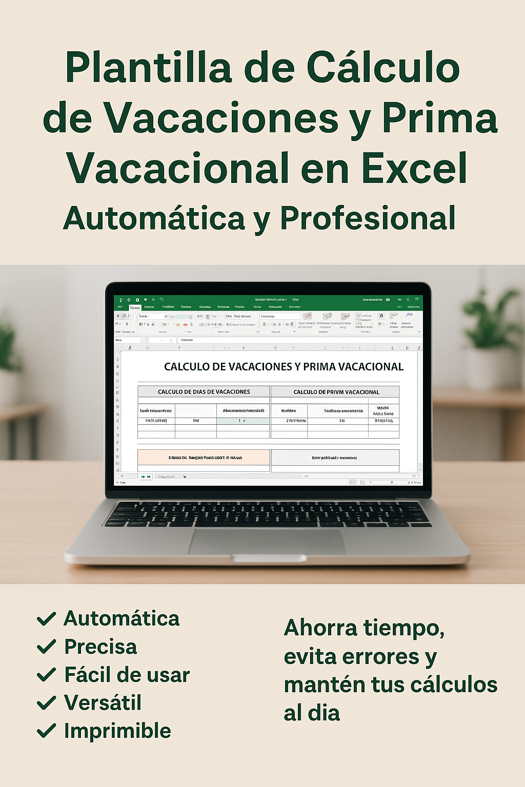 Plantilla de Cálculo de Vacaciones y Prima Vacacional en Excel – Au...