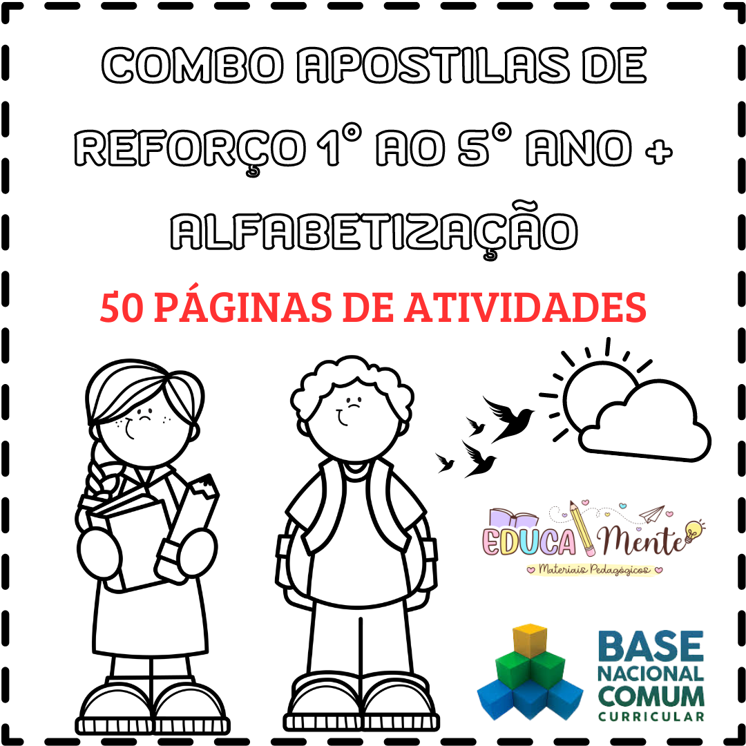 COMBO APOSTILAS DE REFORÇO ALFABETIZAÇÃO + 1° AO 5° ANO - EDUCA MEN...