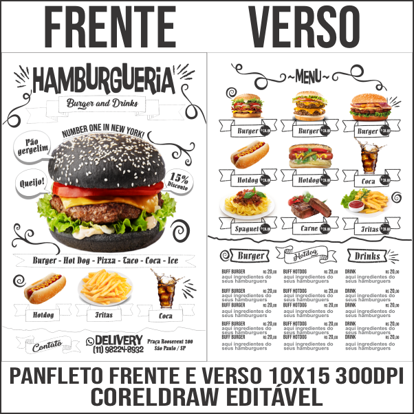 Panfletos editável 10x15 cm frente e verso 300dpi pronto para impressão!