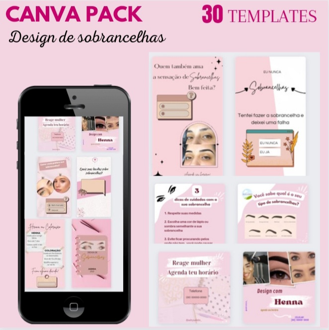 Canva pack design de sobrancelhas