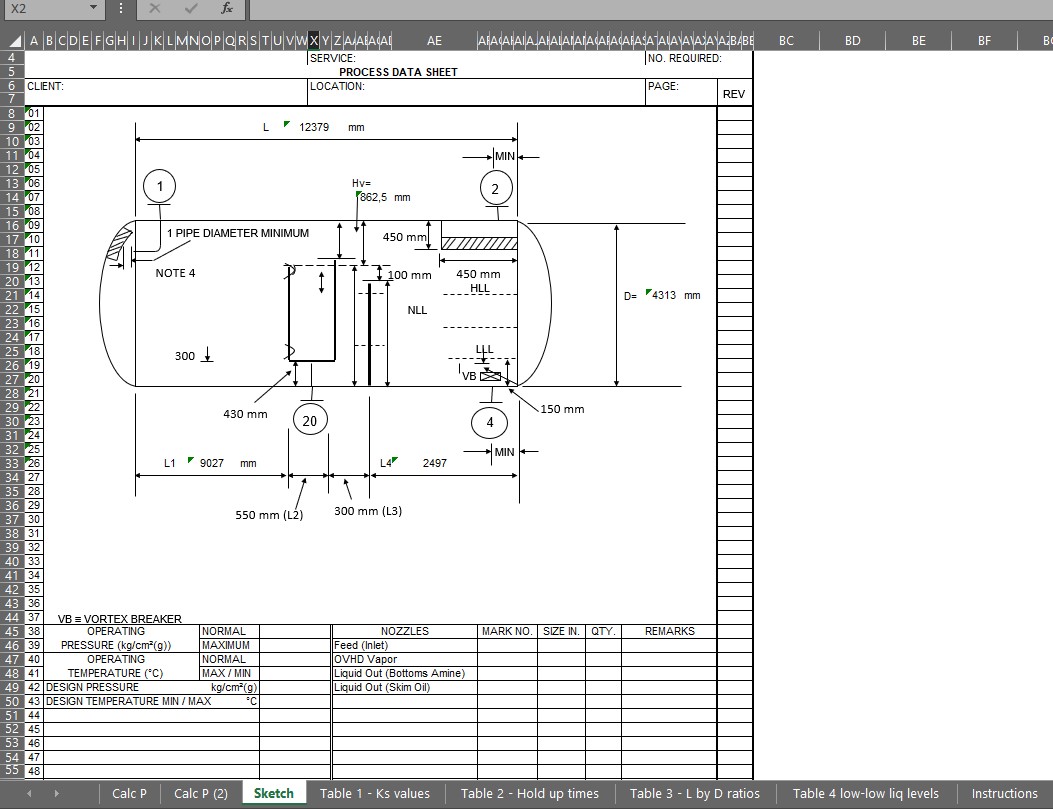 Calculation of 3 phase bucket and weir horizontal separator - Dante...