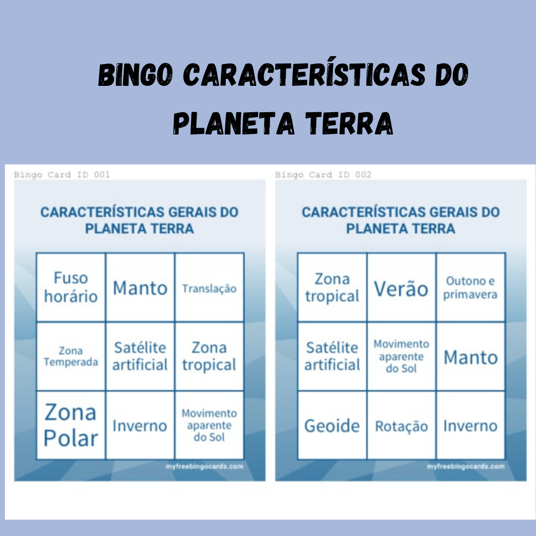 BINGO DE GEOGRAFIA CARACTERÍSTICAS GERAIS DO PLANETA TERRA - MD PED...