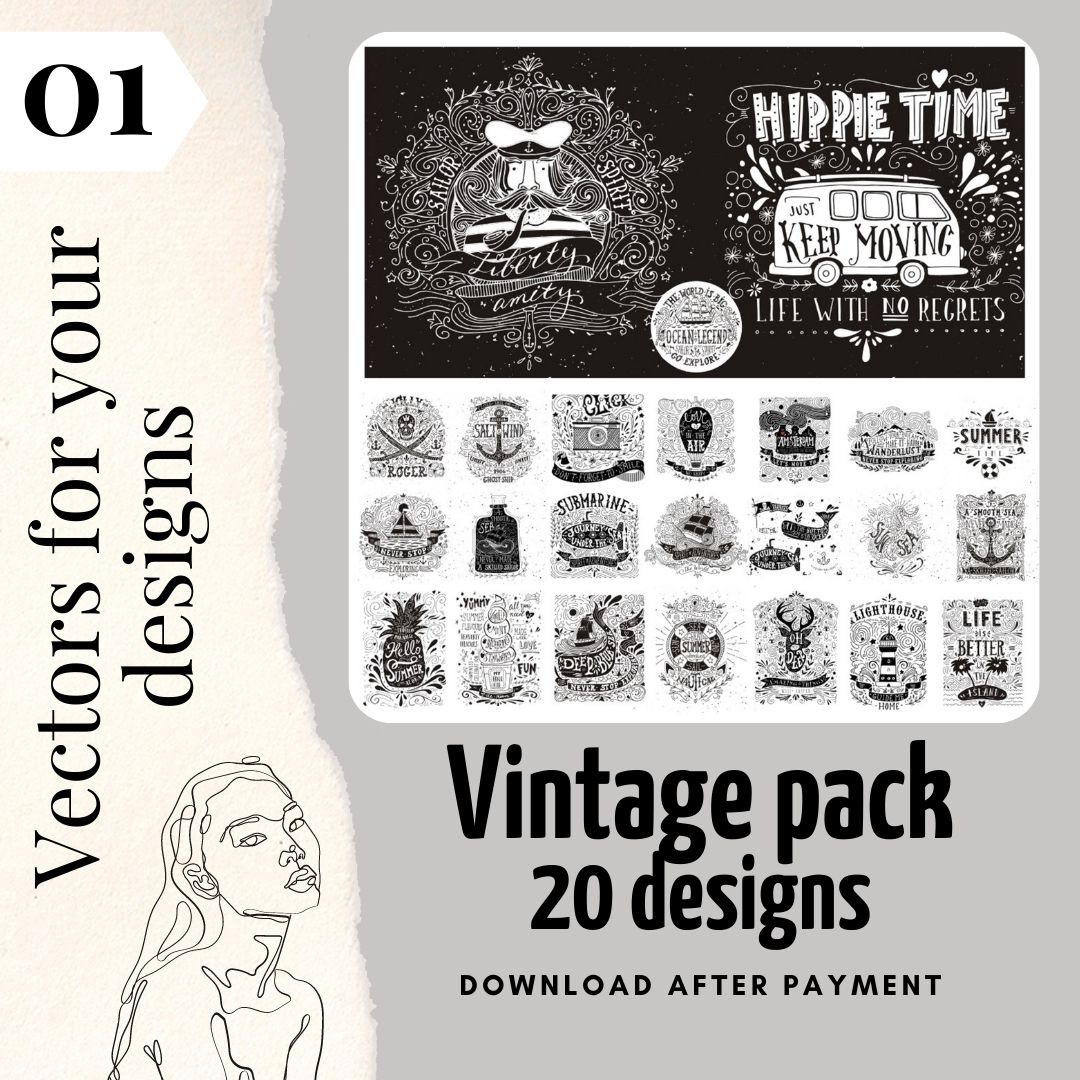 Vintage Style Vectors | Laser Cut Vectors | Sublimation for Mugs an...