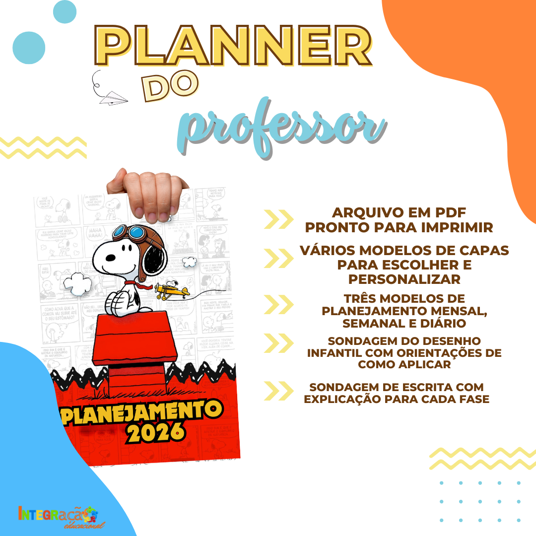 Planner Professor Snoopy - Integração Educacional | Hotmart