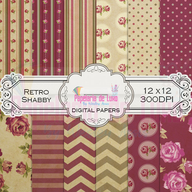 Papel Digital Retro Shabby - Papelaria de Luxo | Hotmart