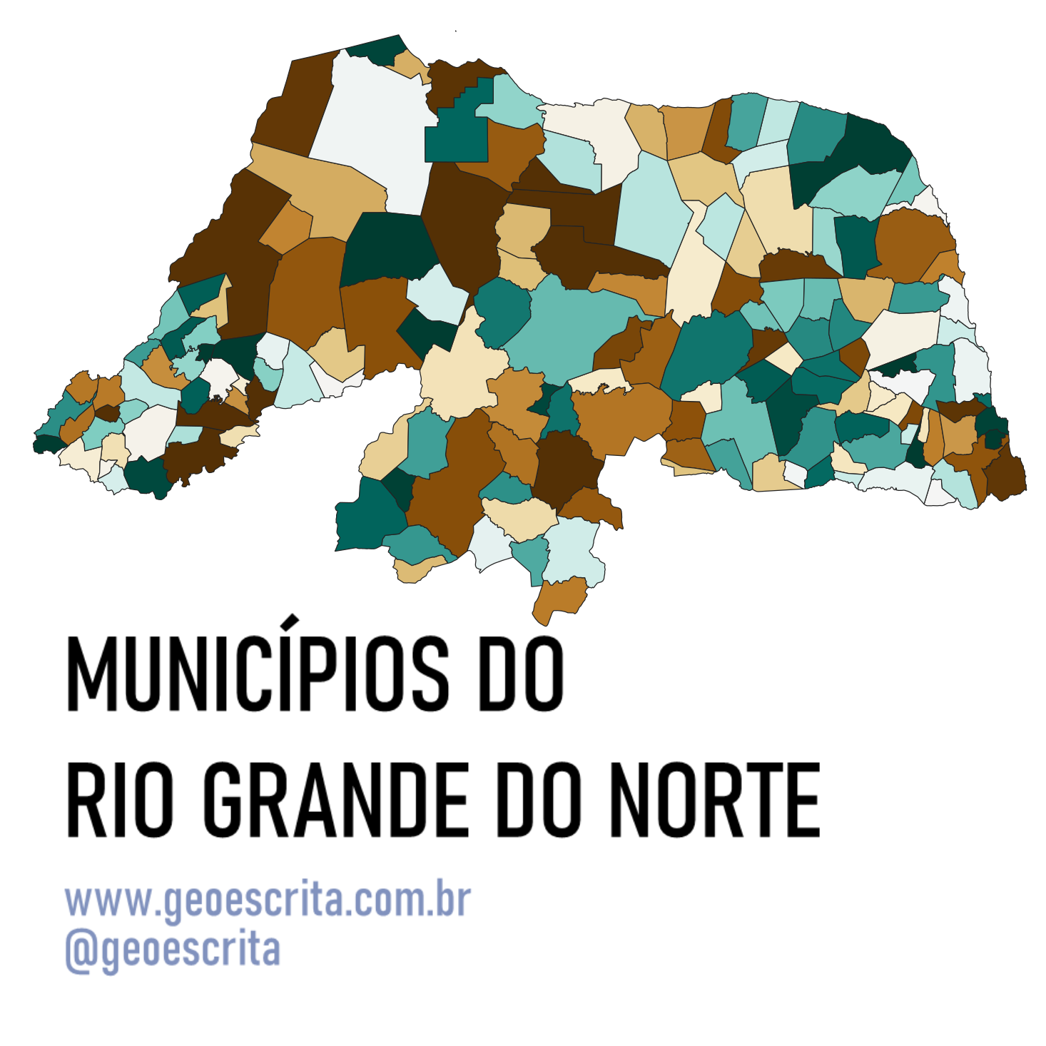 Municípios do Rio Grande do Norte- Mapa Editável para PowerPoint e SVG v2.0