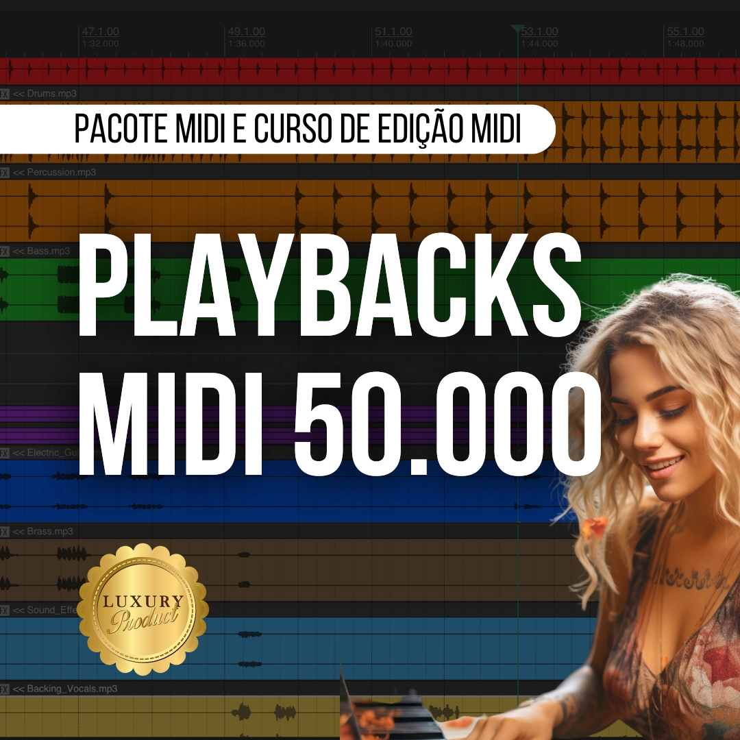 50.000 Playbacks Midi e Curso Mixagem Bateria e Baixo Midi