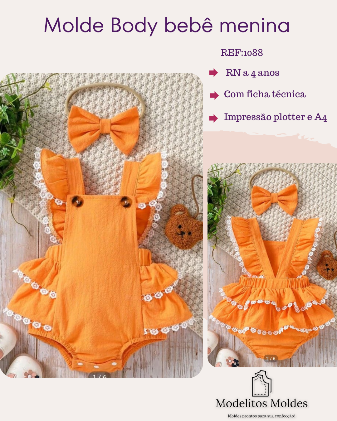 Molde Body bebê menina REF:1088 - willian brendon alves goncalves | Hotmart