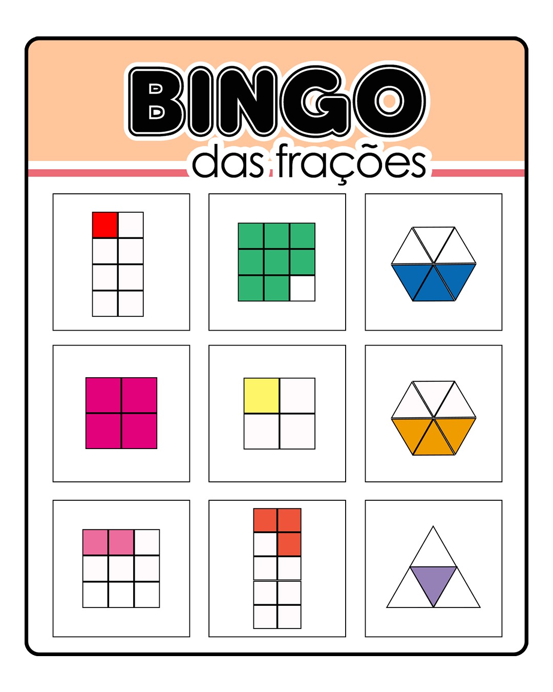 Recurso pedagógico – Bingo das frações - Atividades pedagógicas