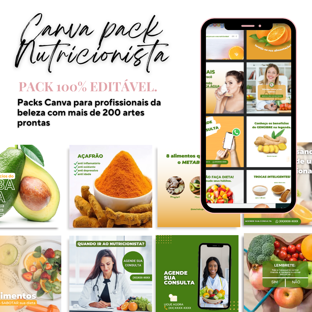 PACK CANVA NUTRICIONISTA - NATHALIA DUARTE | Hotmart