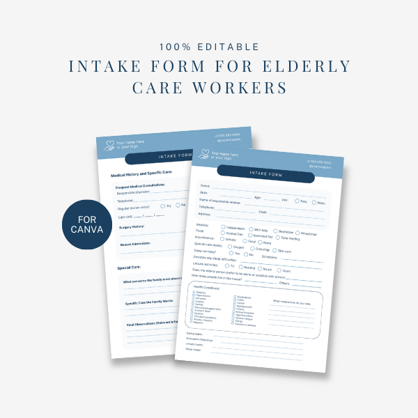 Intake Form for Elderly Care - The She World | Hotmart